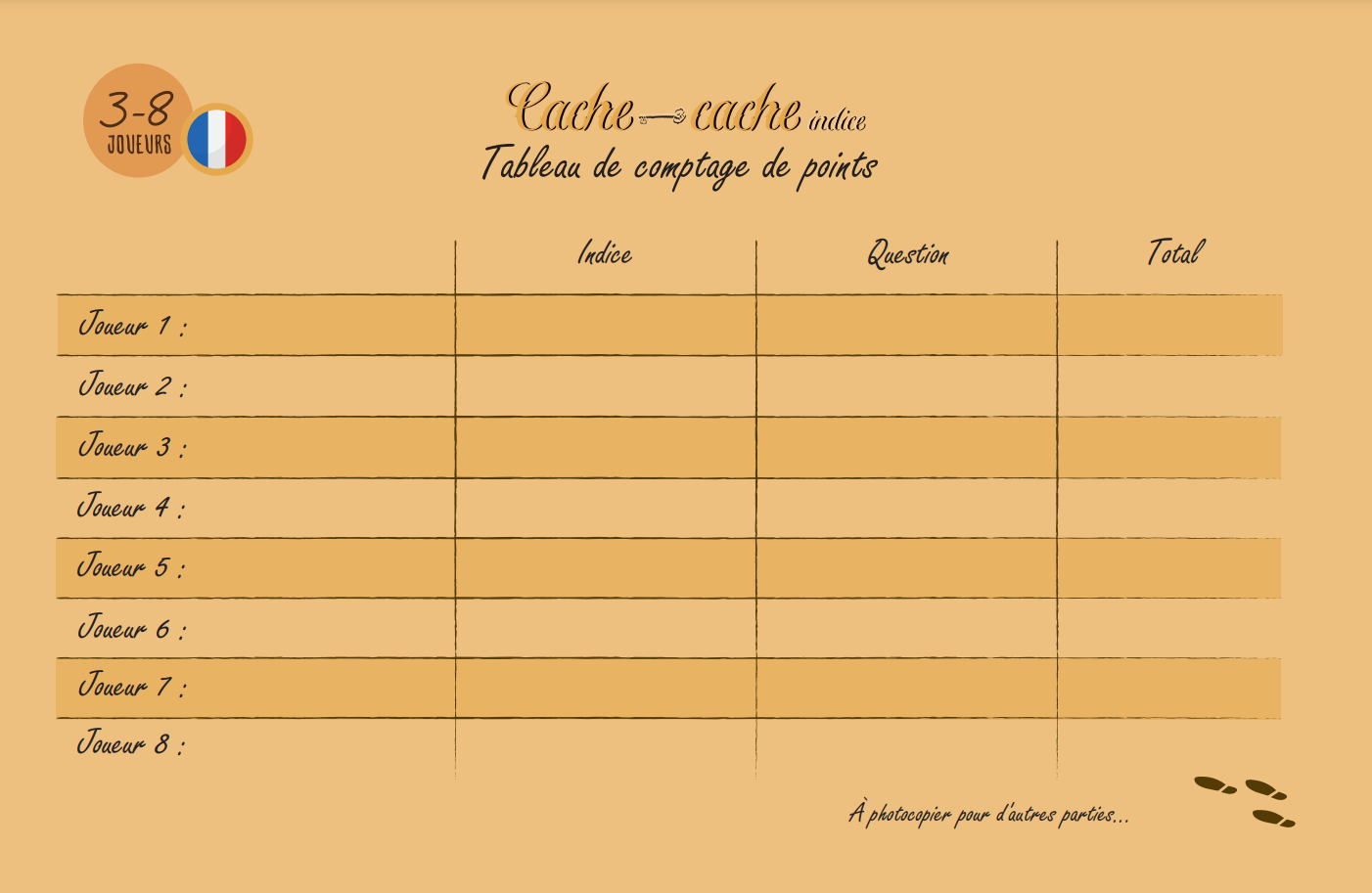 Le jeu Cache-Cache Indice - jeu de cache-cache et d'indices